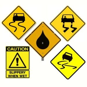 Slippery When Wet Road Signs For Navigating Slick Roads